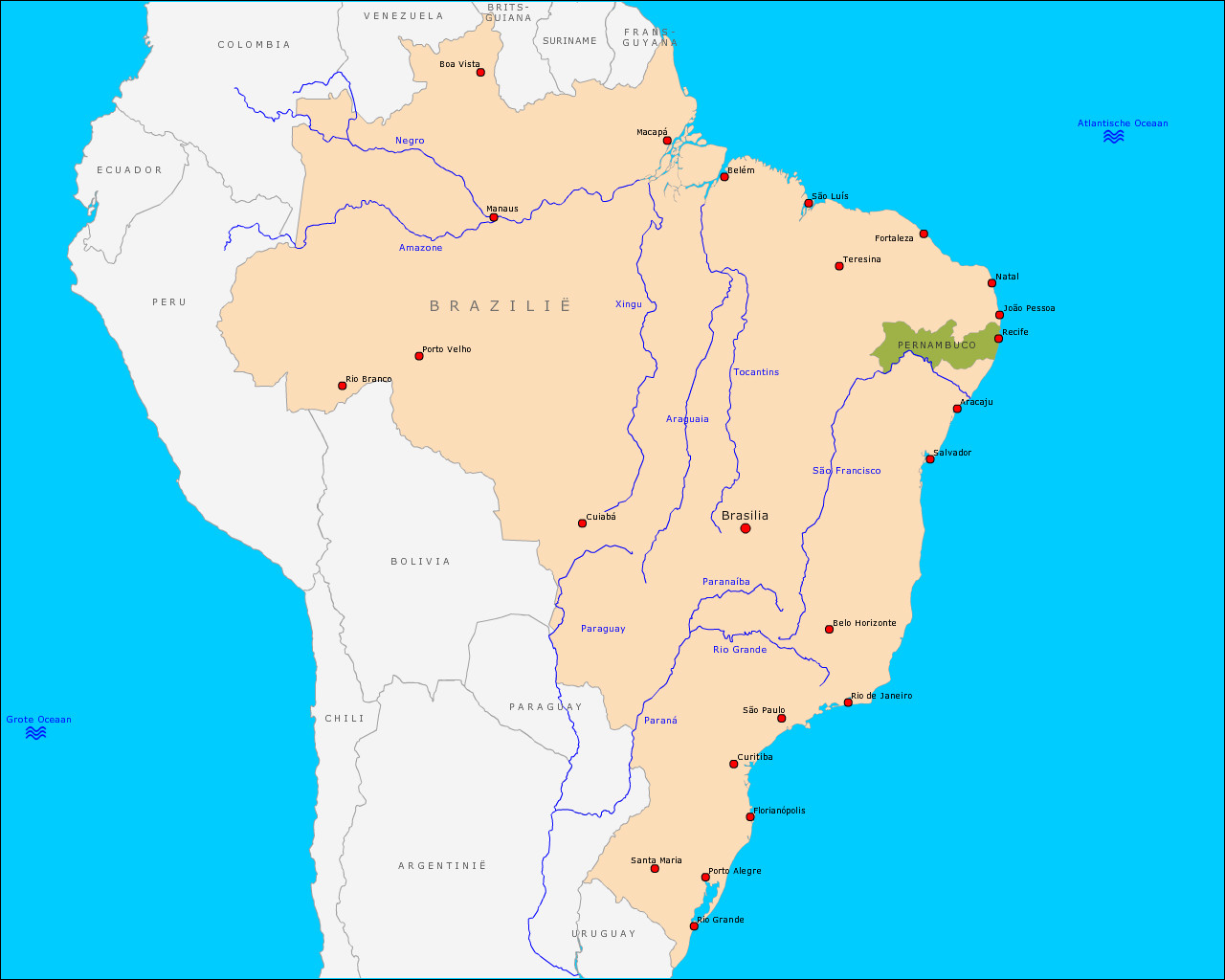 Topografie Brazilië | www.topomania.net