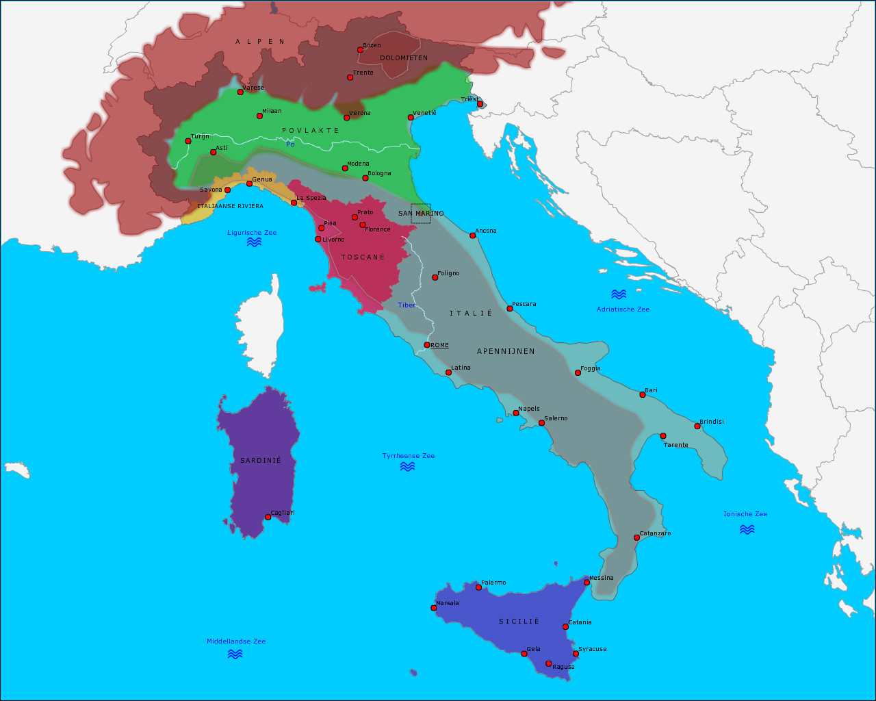 Topografie Italië | www.topomania.net