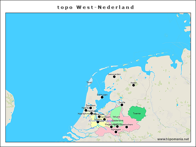 Topografie topo West-Nederland | www.topomania.net