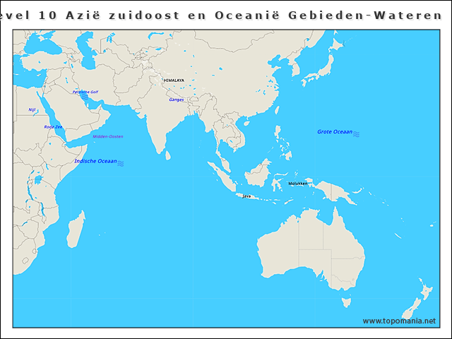 Topografie Level 10 Azië zuidoost en Oceanië Gebieden-Wateren | www ...