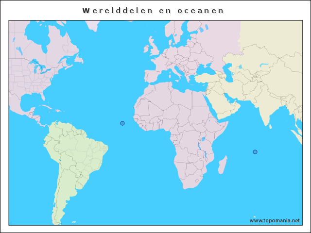 Topografie Werelddelen en oceanen | www.topomania.net
