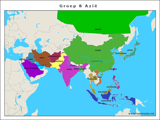 Topografie Groep 8 Azië | www.topomania.net