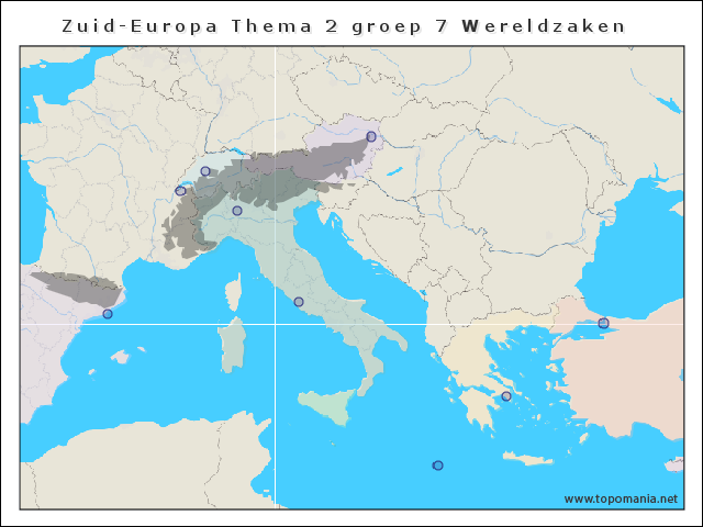 Topografie Zuid-Europa Thema 2 groep 7 Wereldzaken | www.topomania.net