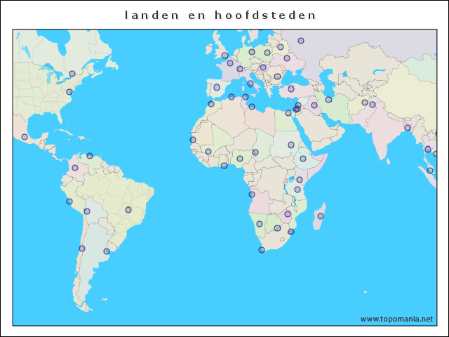 Topografie landen en hoofdsteden | www.topomania.net