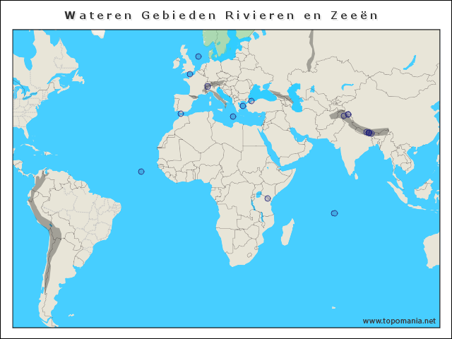 Topografie Wateren Gebieden Rivieren en Zeeën | www.topomania.net