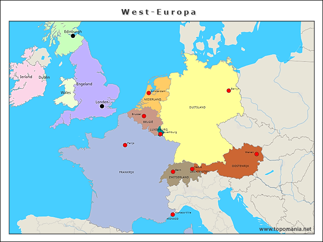 Topografie West-Europa | www.topomania.net