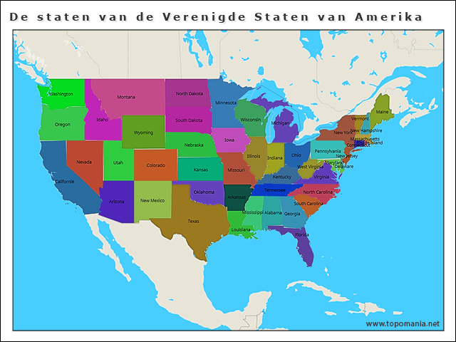 Topografie De staten van de Verenigde Staten van Amerika | www ...