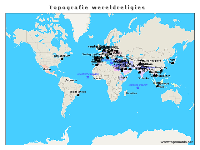 Topografie Topografie wereldreligies | www.topomania.net