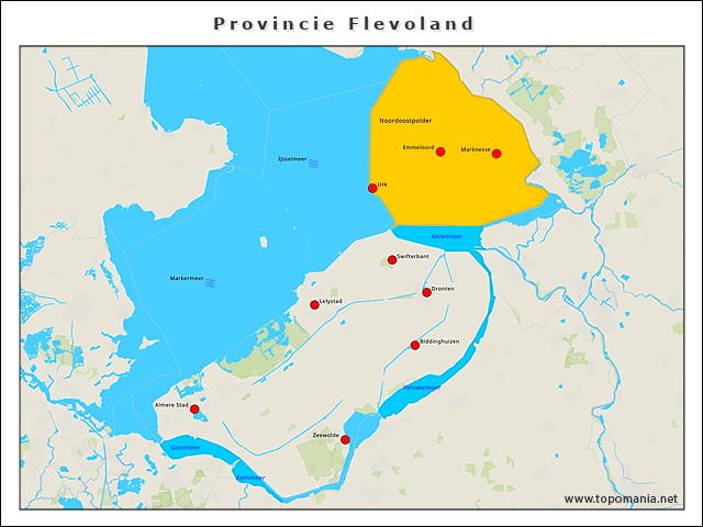 Topografie Provincie Flevoland | www.topomania.net