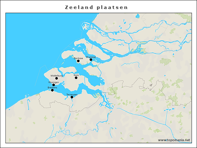 Topografie Zeeland plaatsen | www.topomania.net