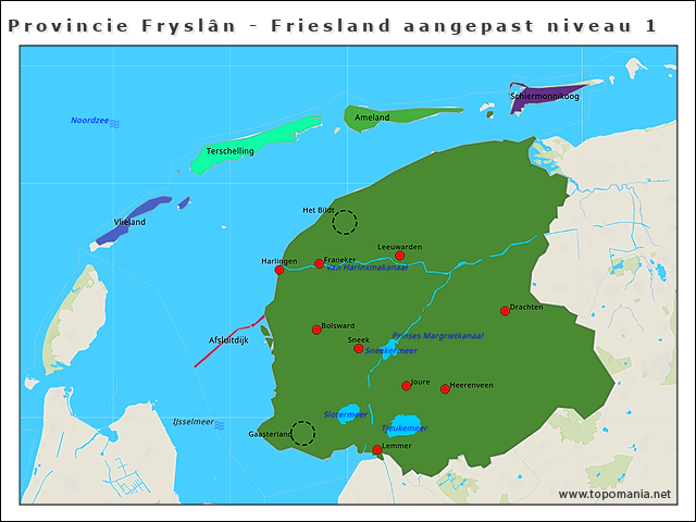 Topografie Provincie Fryslân - Friesland aangepast niveau 1 | www ...