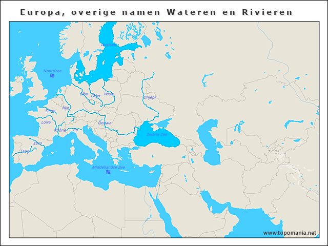 Topografie Europa, overige namen Wateren en Rivieren | www.topomania.net