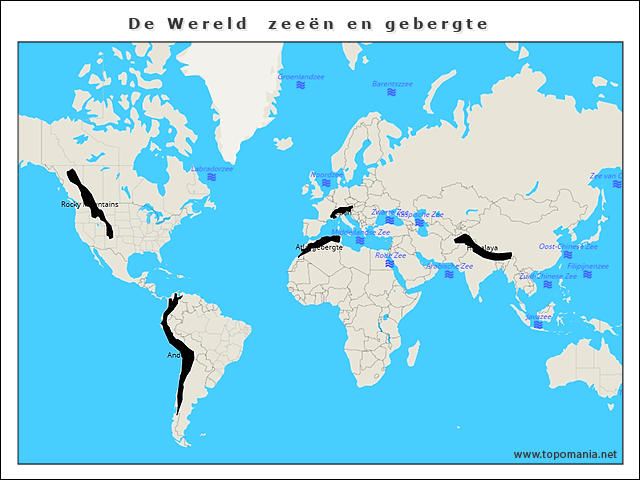 Topografie De Wereld zeeën en gebergte | www.topomania.net