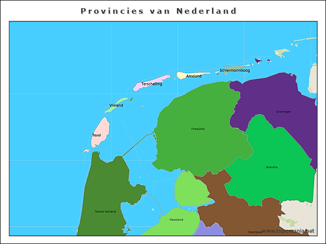 Topografie Provincies van Nederland | www.topomania.net