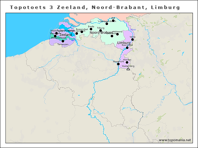 Topografie Topotoets 3 Zeeland, Noord-Brabant, Limburg | www.topomania.net