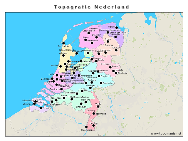 Topografie Topografie Nederland - gebieden en wateren | www.topomania.net