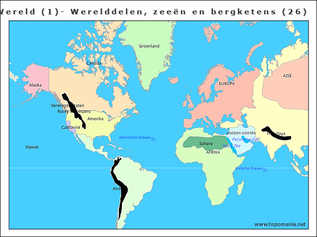 Topografie Wereld (1)- Werelddelen, zeeën en bergketens (26) | www ...