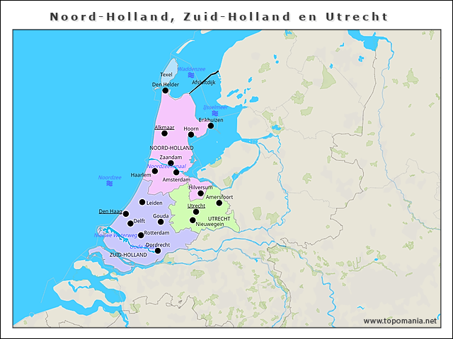 Topografie Noord-Holland, Zuid-Holland en Utrecht | www.topomania.net
