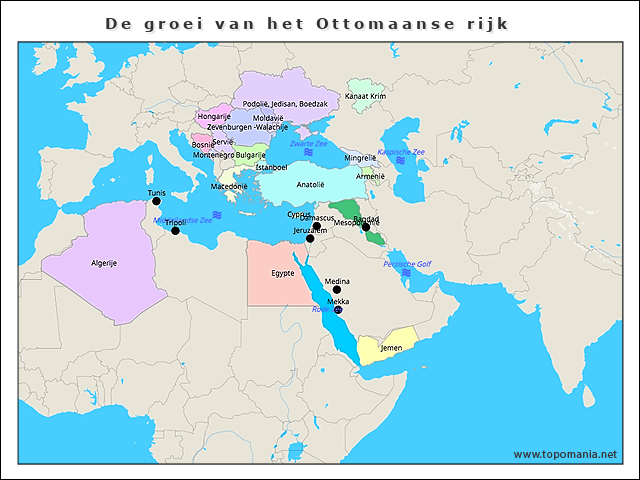 Topografie De groei van het Ottomaanse rijk | www.topomania.net