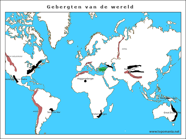 Topografie Gebergten van de wereld | www.topomania.net