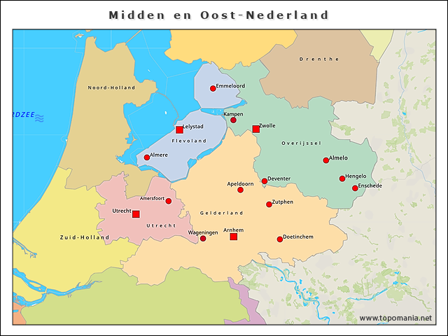 Topografie Midden en Oost-Nederland | www.topomania.net