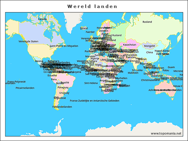 Topografie Wereld landen | www.topomania.net