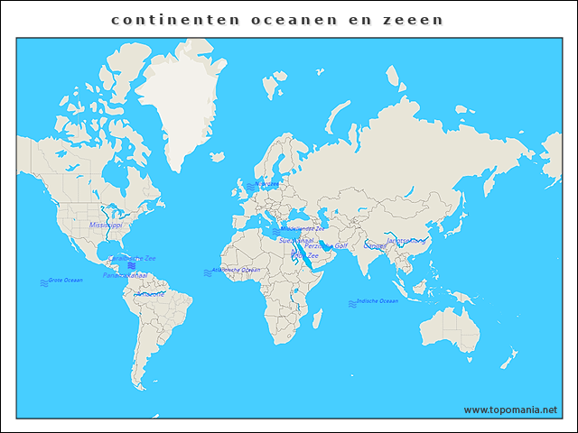 Topografie Oceanen en zeeën VMBO GT 3 | www.topomania.net