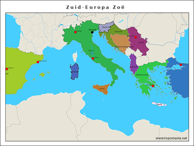 Topografie Zuid-Europa Zoë | www.topomania.net