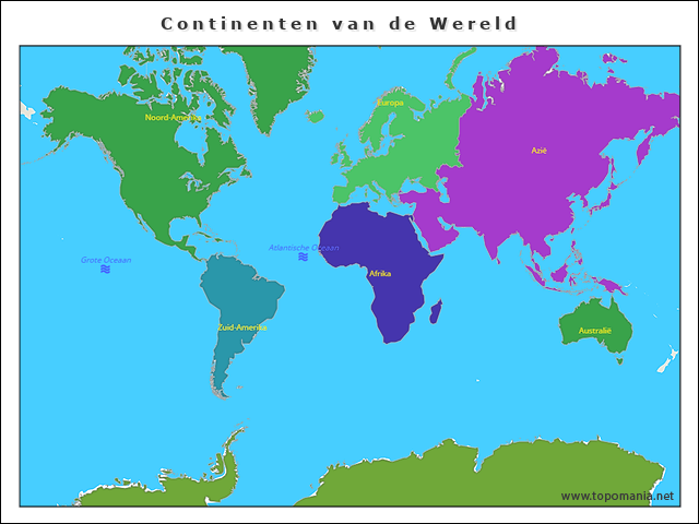 Topografie Continenten van de Wereld | www.topomania.net