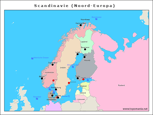 Topografie Scandinavie (Noord-Europa) | www.topomania.net