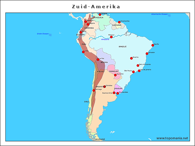 Topografie Zuid-Amerika | www.topomania.net