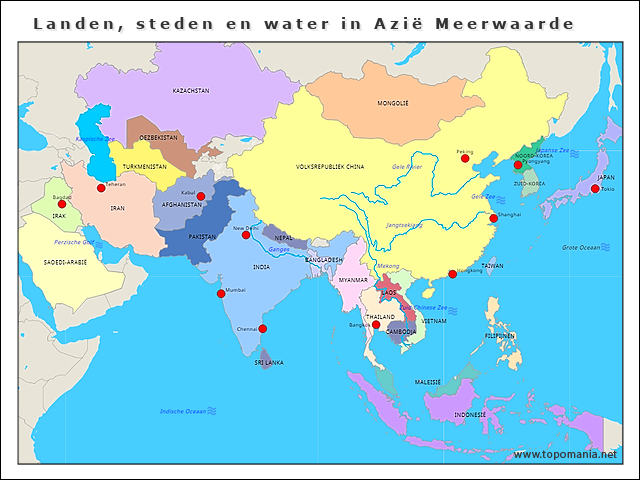 Topografie Landen, steden en water in Azië Meerwaarde | www.topomania.net