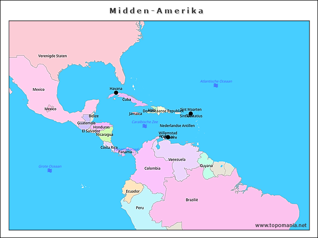 Topografie Midden-Amerika | www.topomania.net
