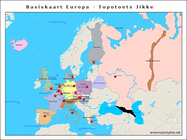 Topografie Basiskaart Europa - Topotoets Jikke | www.topomania.net