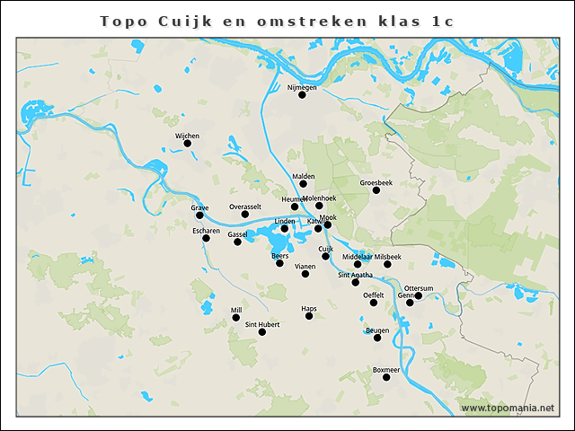 Topografie Topo Cuijk en omstreken klas 1c | www.topomania.net