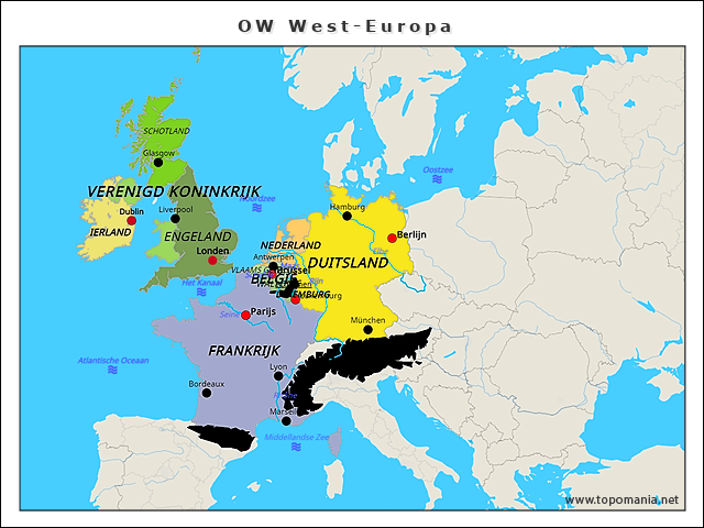 Topografie OW West-Europa | www.topomania.net