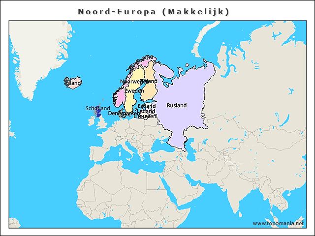 Topografie Noord-Europa (Makkelijk) | www.topomania.net