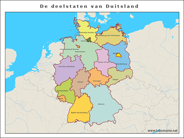Topografie De deelstaten van Duitsland | www.topomania.net