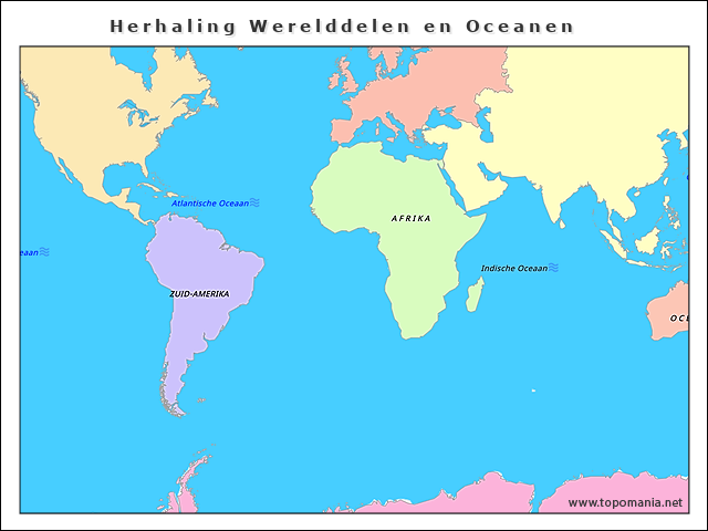 Geography Herhaling Werelddelen en Oceanen | www.topomania.net