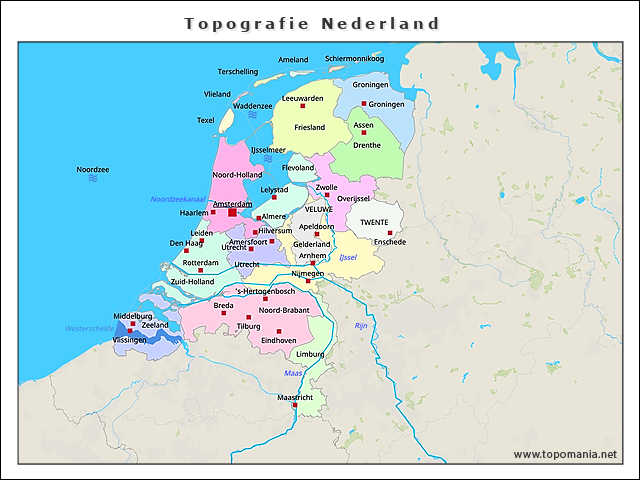 Topografie Topografie Nederland - leerjaar 1 | www.topomania.net
