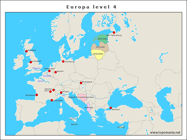 Geography Europa level 4 | www.topomania.net