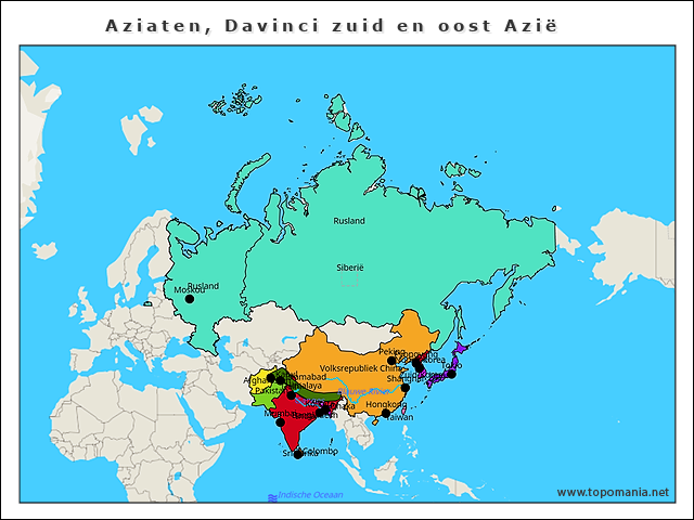 Topografie Aziaten, Davinci zuid en oost Azië | www.topomania.net