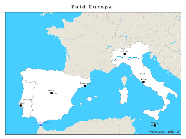 Topografie Zuid Europa | www.topomania.net
