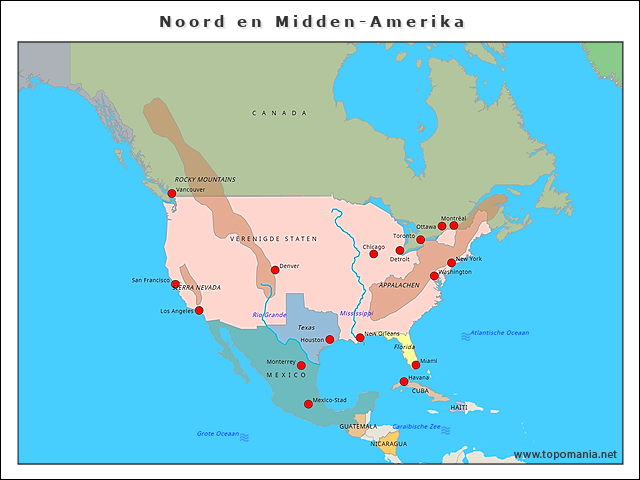 Topografie Noord en Midden-Amerika | www.topomania.net