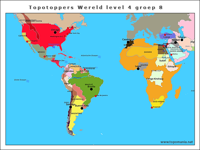 Geography Topotoppers Wereld level 4 groep 8 | www.topomania.net