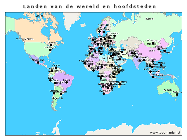 Topografie Landen van de wereld en hoofdsteden | www.topomania.net