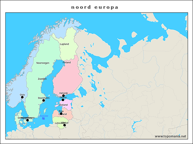 Topografie noord europa | www.topomania.net