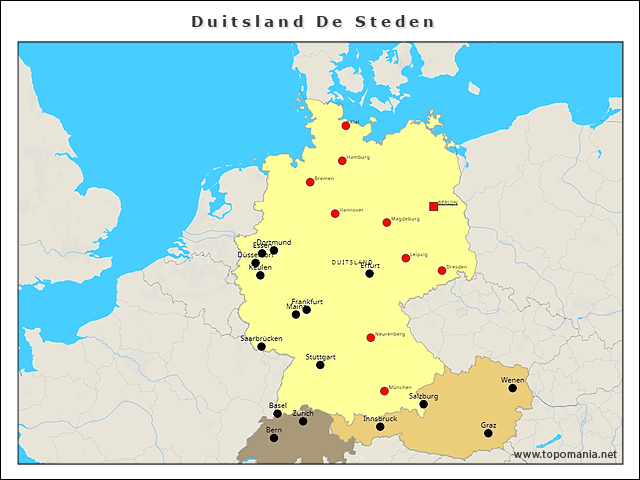 Topografie Duitsland De Steden | www.topomania.net