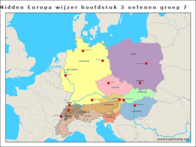 Topografie Midden Europa | www.topomania.net