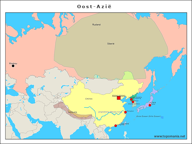 Topografie Oost-Azië | www.topomania.net